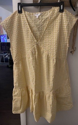 EUC Time And Tru Dress Size S (4-6) Yellow And White Check pattern ...