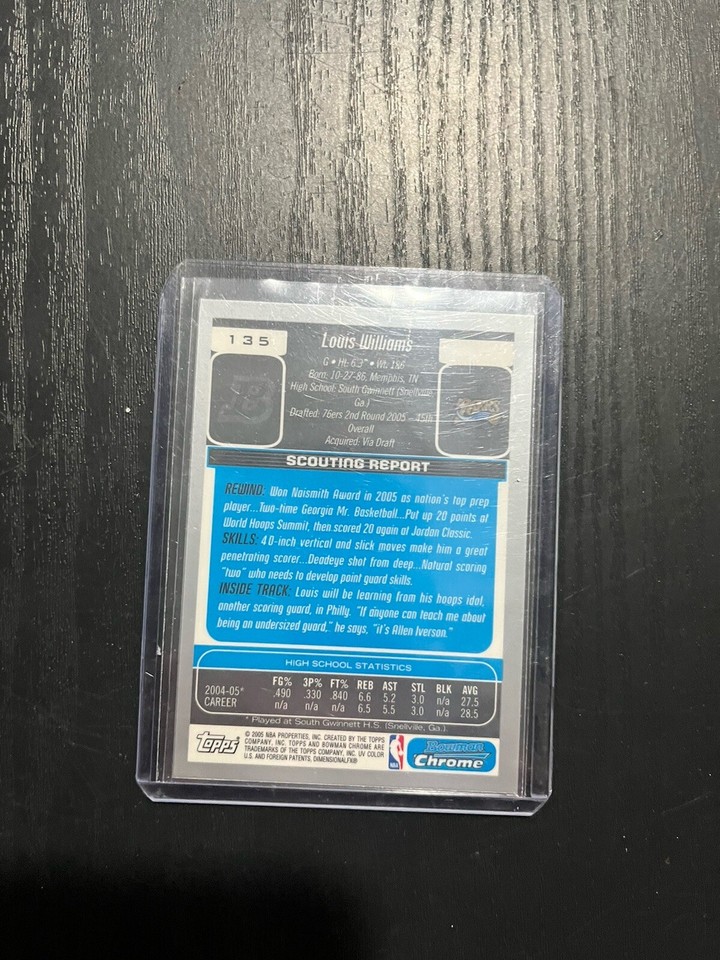 2005 Bowman Chrome Draft Prospects #135 Louis Lou Williams RC Rookie ...