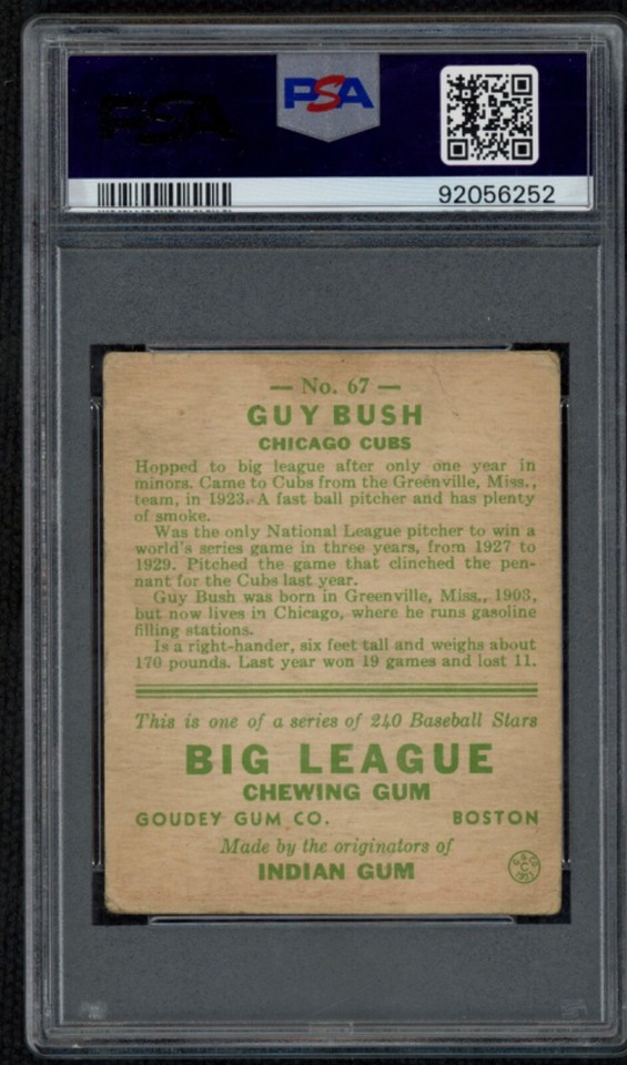 1933 Goudey #67 Guy Bush Chicago Cubs PSA 1.5 | eBay