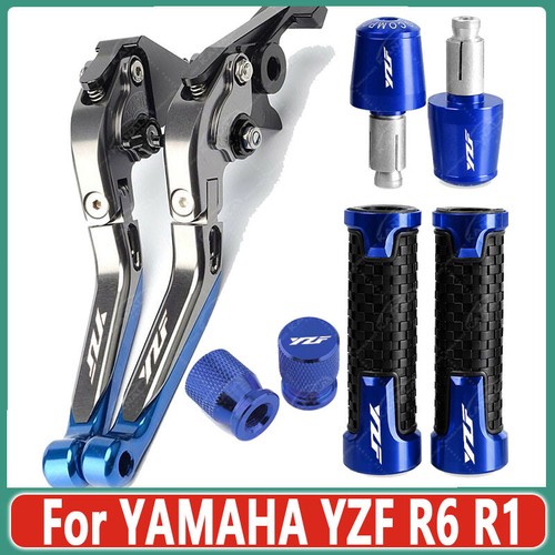 Blue - Handle Grips aluminum Cap Brake Clutch Levers Sets For YAMAHA ...