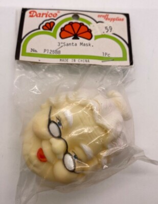Vtg Darice Plastic Mrs. Santa Claus Head Face Mask NOS Doll Making ...