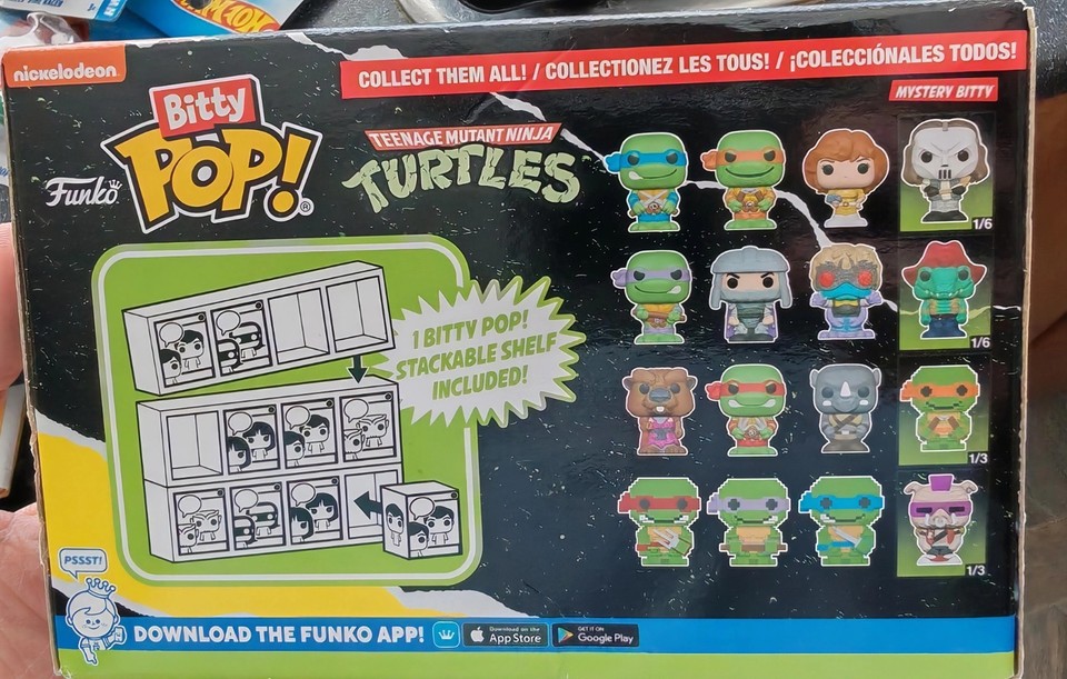 NEW Funko BITTY POP TMNT SEALED MYSTERY 4 PACK includes Display Case ...