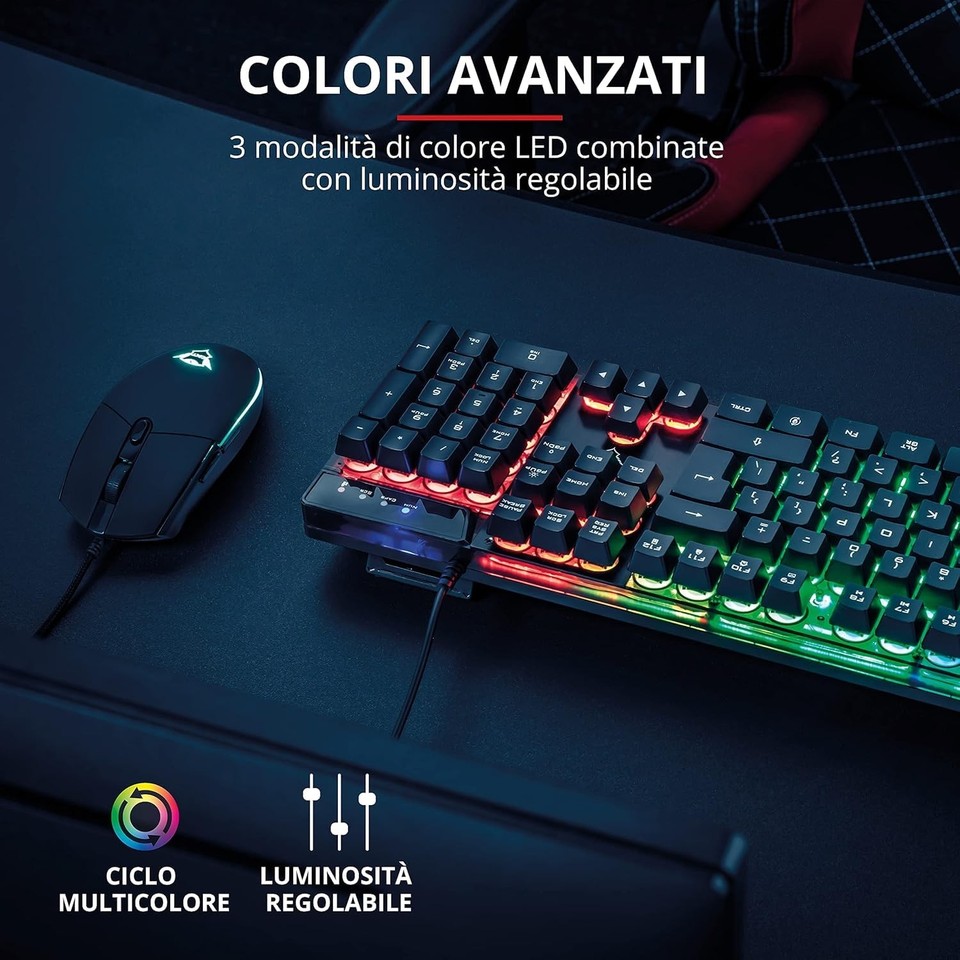 Trust Gaming GXT 838 Azor Mouse e Tastiera Gaming, Layout Italiano ...