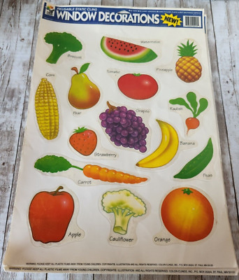 Vintage Window Static Clings Decorations Fruits Vegetables Color Clings ...