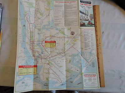 Orig 1960 New York City NYC Subway EL Transit Train Map Yankee Stadium ...