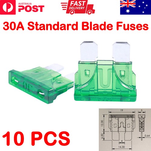 10 Pcs 30A Standard Blade Fuses - Green Car Truck Auto Fuses 30 Amp ...