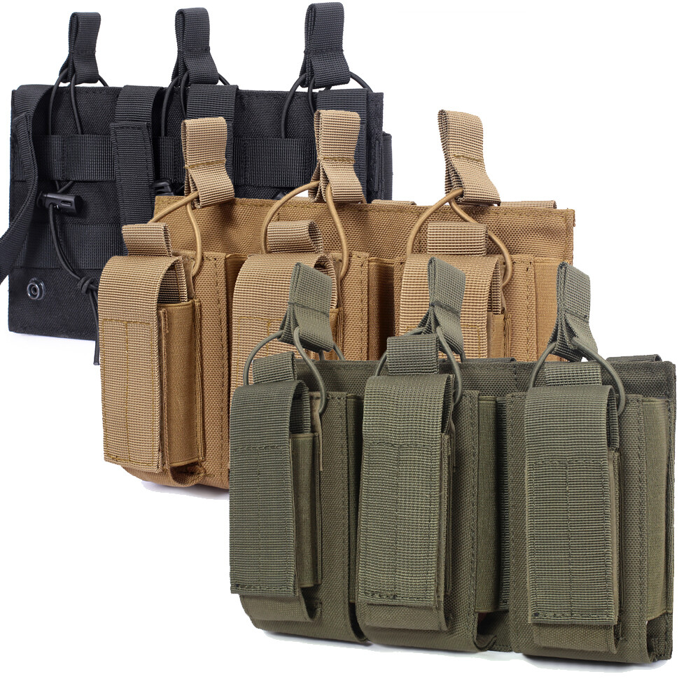 For Tactical Vest Molle Triple/Double Mag Pouch Carrier Open Top ...