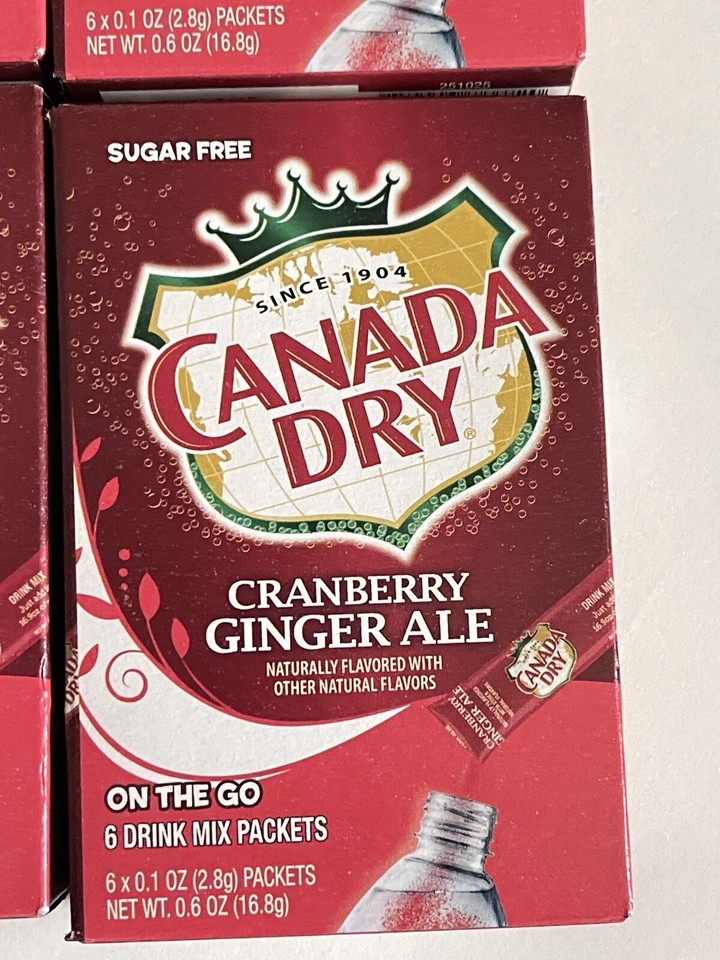 6 Boxes Canada Dry Cranberry Ginger Ale Singles To Go Sugar Free (36 ...
