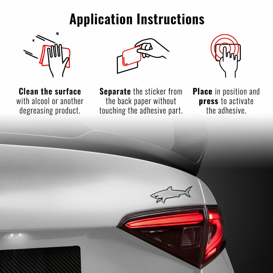 3D Shark HQ Sticker Adhesive | eBay UK