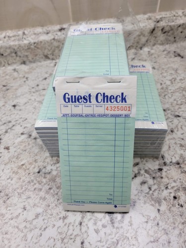 Bulk Lot Green Guest Checks - Waitress/Waiter Order Pads for ...