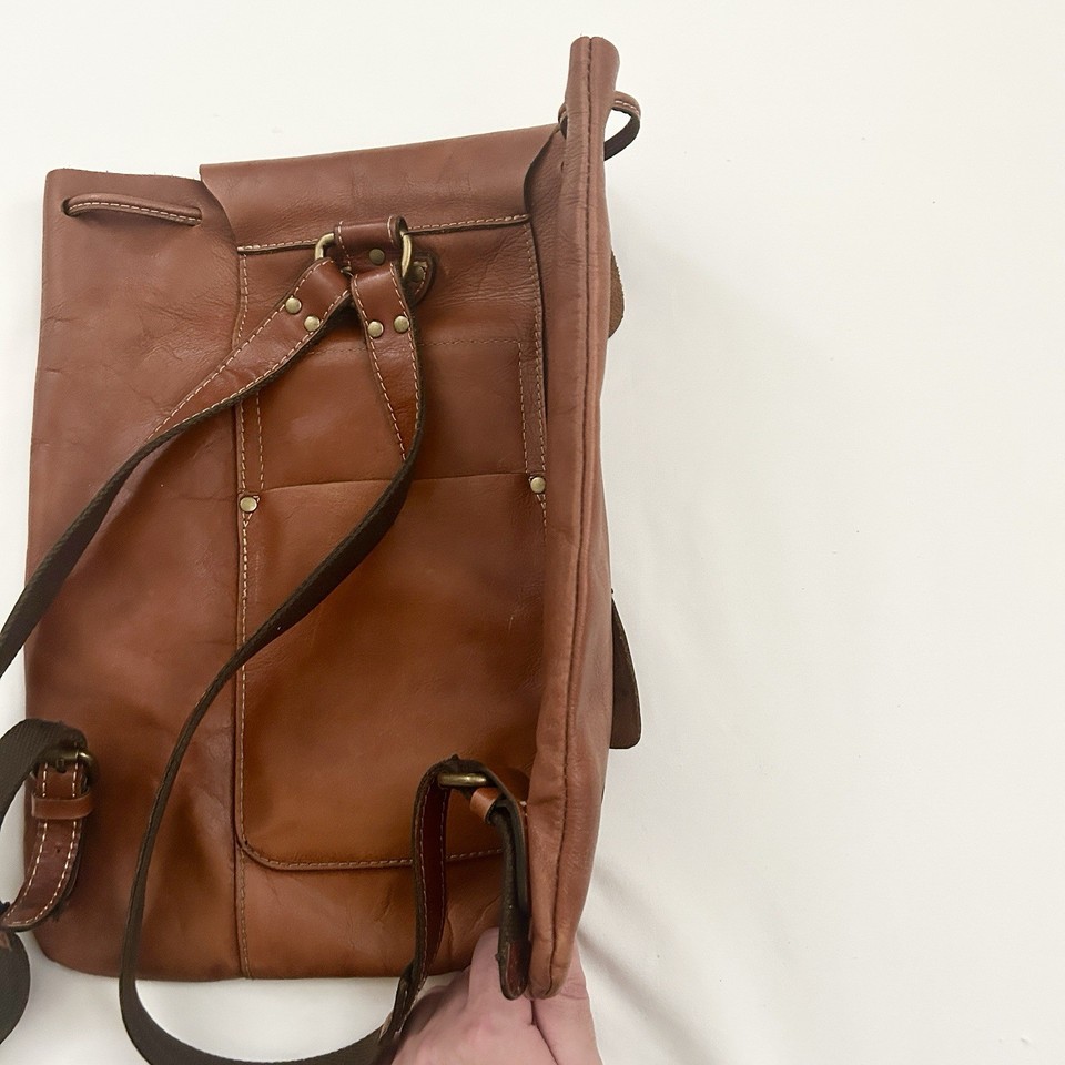 Patricia Nash Brown Italian Leather Backpack Purse Bag Adjustable Draw ...