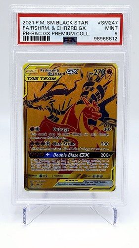 Reshiram & Charizard GX SM247 Premium Pokemon Card Promo Gold Tag Team ...