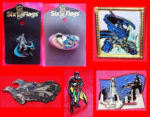 DC COMICS LOT OF 6 BATMAN ROBIN BATMOBILE GOTHAM METAL LAPEL HAT PINS ...