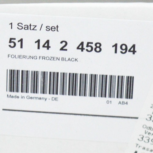 NEW BMW 3 G20 FROZEN BLACK FOIL APLICATION M LEFT/RIGHT SET 51142458194 ...