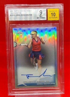 EMMA RADUCANU 🎾 2021 TOPPS CHROME REFRACTOR ️ AUTO/SIGNATURE /199 BGS 9 ...