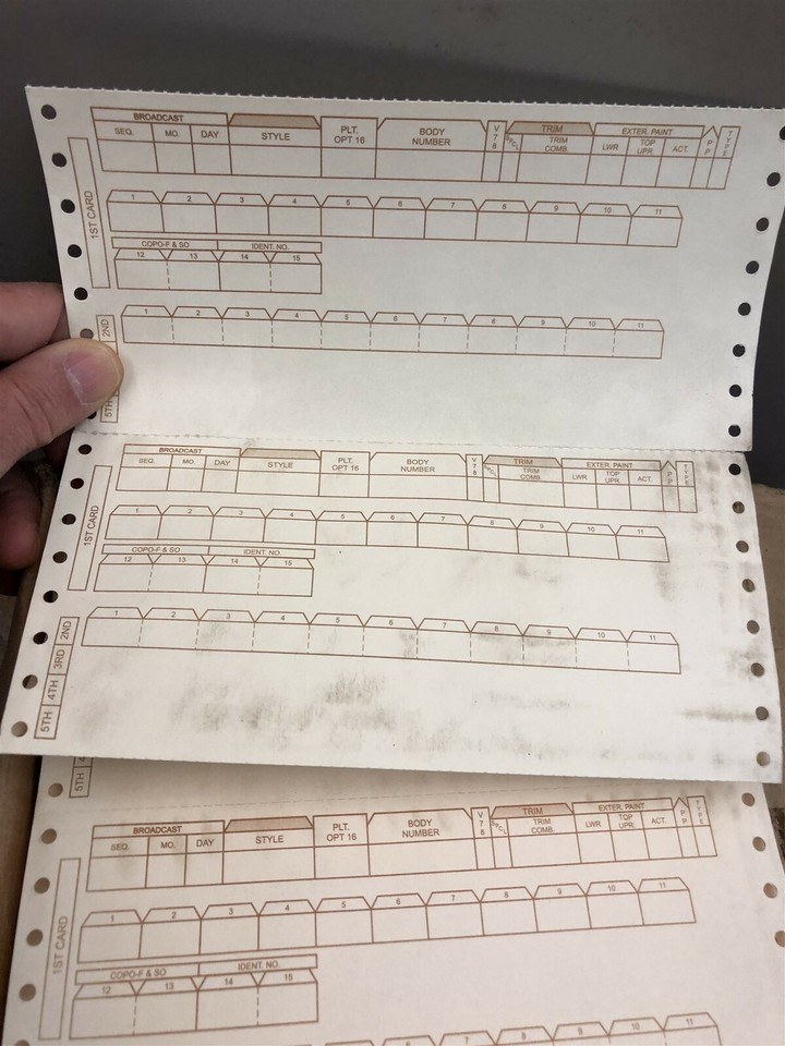 1968-72 OLDSMOBILE CUTLASS 442 W30 NEW NOS FACTORY BUILD SHEET LINE ...