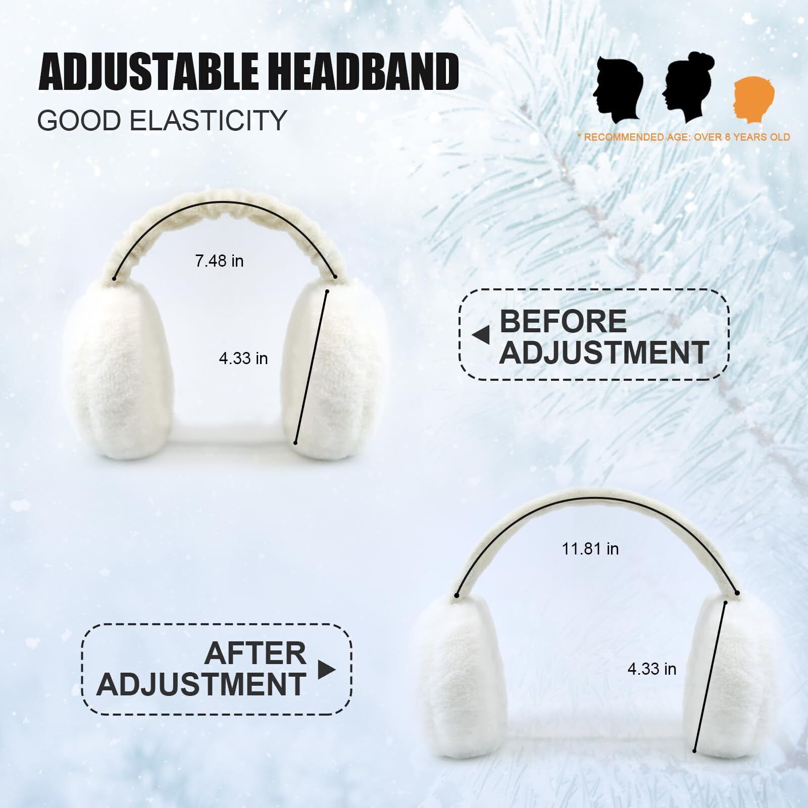 Women Men Fluffy Ear Muffs Winter Earmuffs Soft Plush Ear Warmer Cover ...