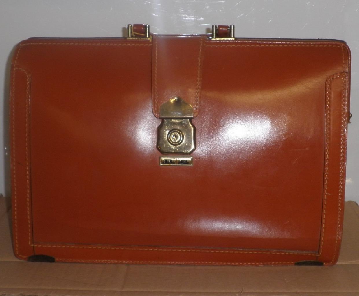Vintage Tan Cowhide Leather Briefcase With Secure Lock & Key By Cheney ...