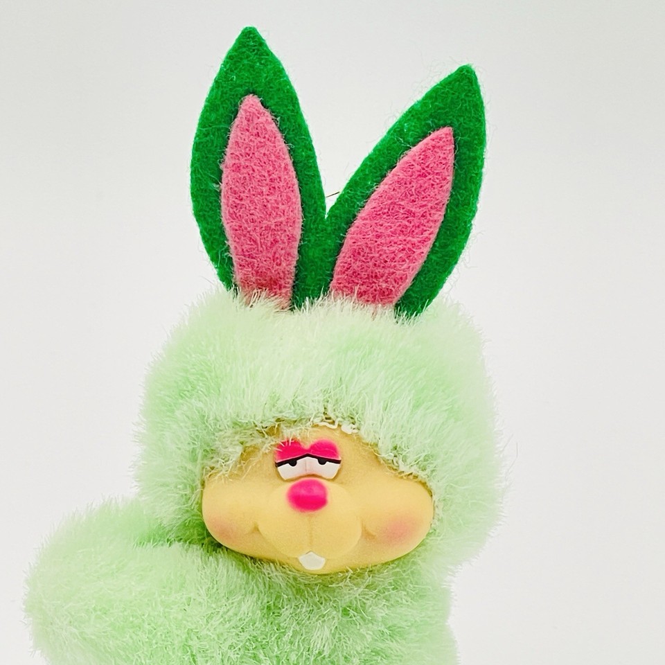 Clip On Easter Bunny Rabbit Dan Dee Mint Green Ornament Sleepy Face Toy ...