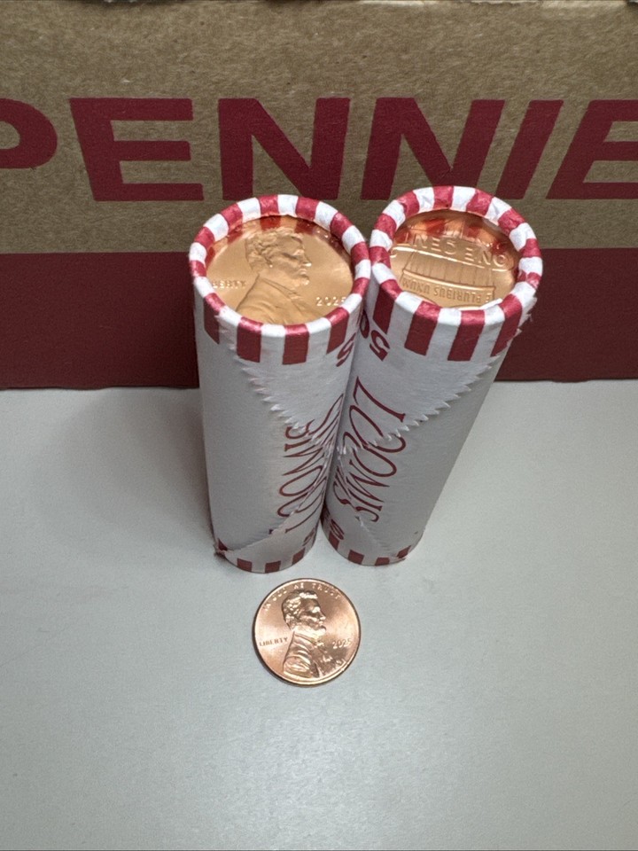 Roll of 2025-P Uncirculated Lincoln Shield Cent Pennies Loomis Bank ...