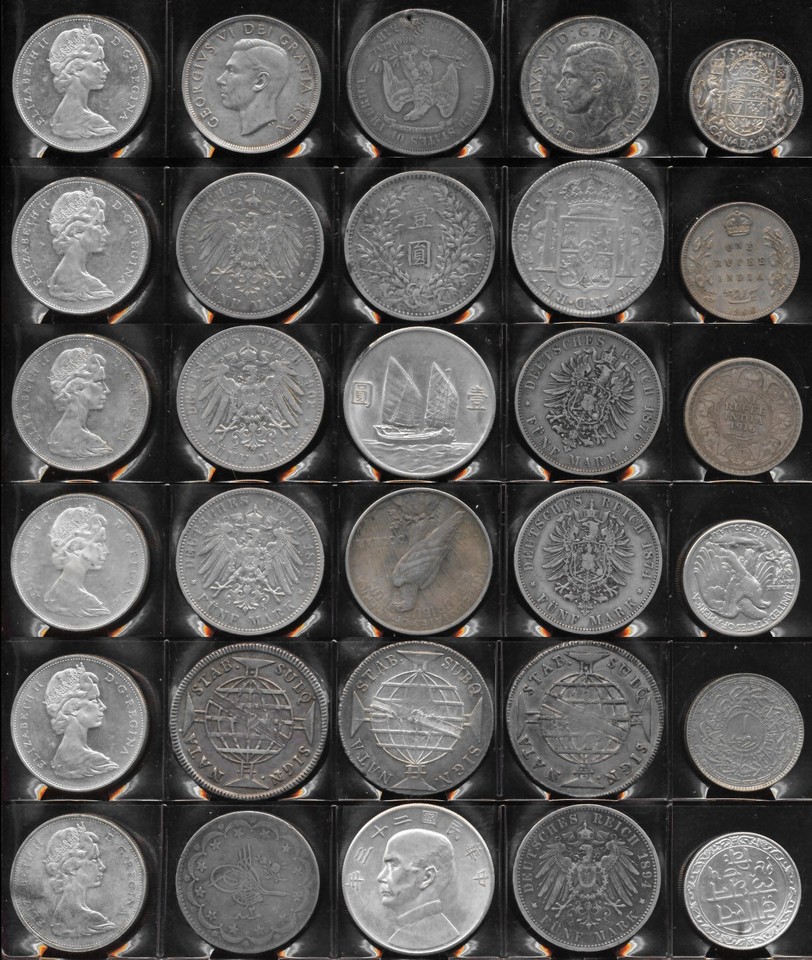 🔥90 BIG SILVER COINS CANADA USA GERMANY & MORE (~58 TrOz GR WT)🔥⚡️NO ...