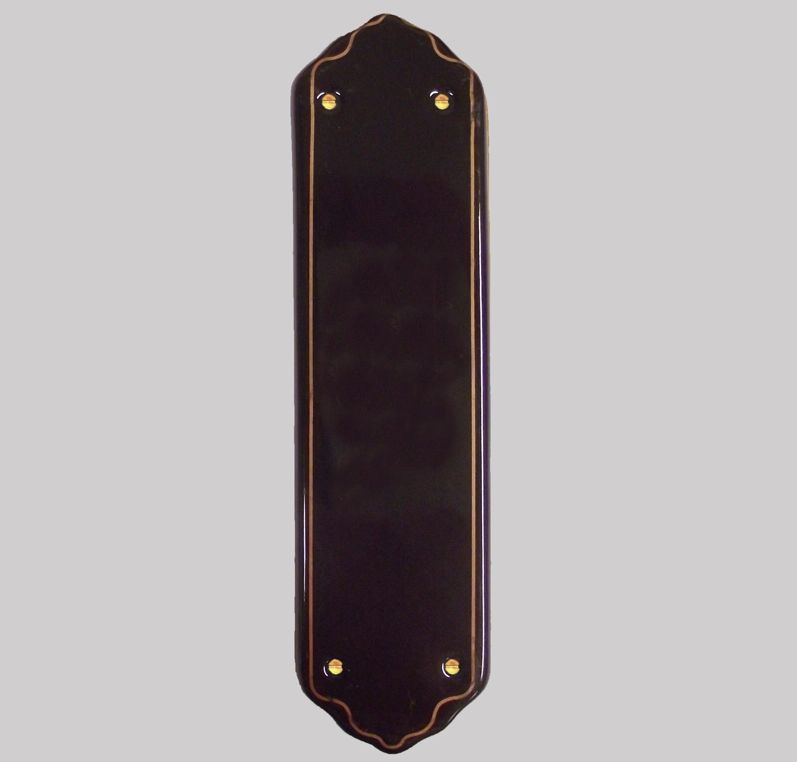 1 x Black Porcelain Door Finger Plate Single Goldline Design | eBay
