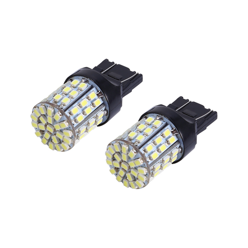 Car 2pcs 7443 64-SMD White 6000K Reverse Brake Stop Tail LED Bulb Light ...