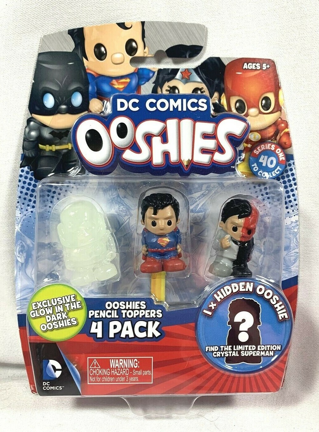 NEW OOSHIES DC COMICS PACK OF 4 MYSTERY SUPERMAN TWO FACE GLOW IN THE ...