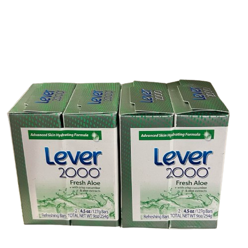 Lever 2000 Fresh Aloe Cucumber BOXED Bar Soap 4 Bars 4.5 Old Formula ...