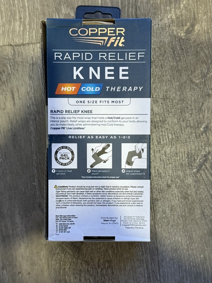 Copper Fit Rapid Relief Knee Compression Hot Cold Therapy Adjustable ...