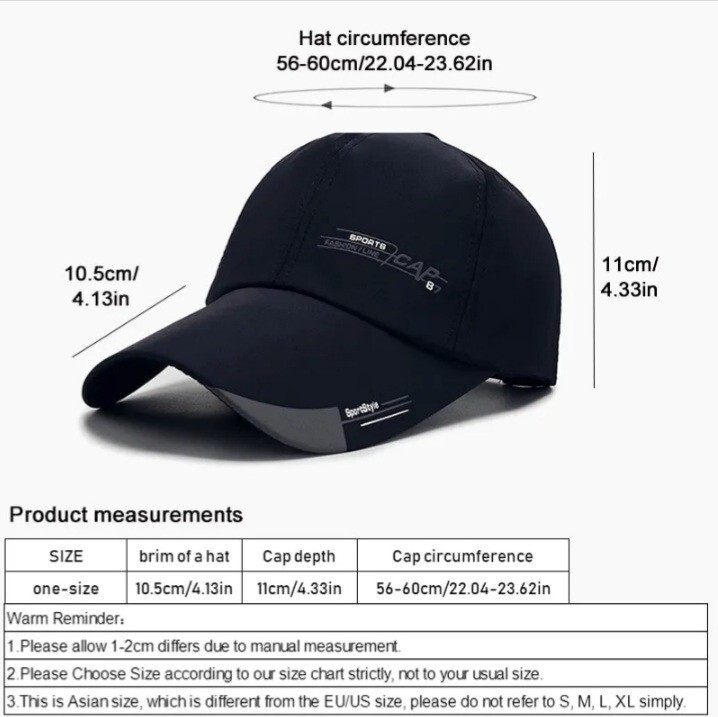 Bassball Sports Cap Solid Color Sun Hat CasualFashion Outdoor Hip-Hop ...