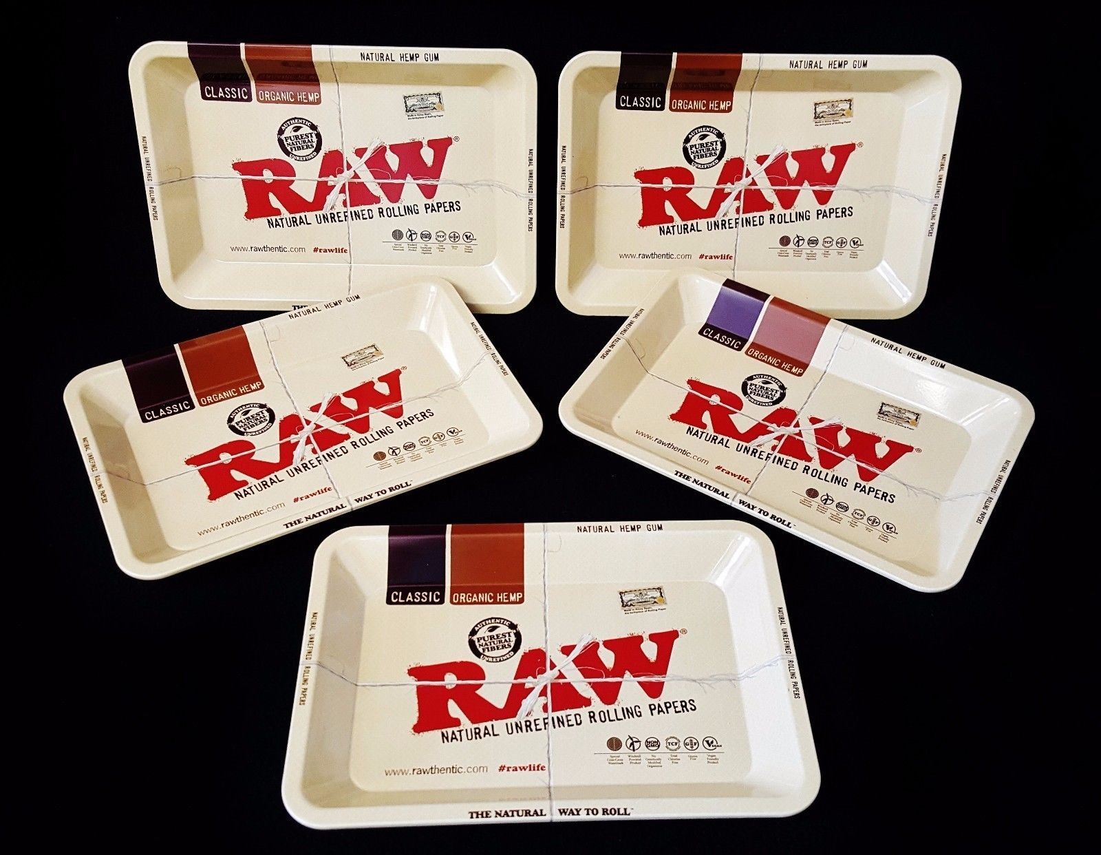 Lot of 5 Full Size RAW Rolling Papers Tray 7"x11" Metal Tray Free ...