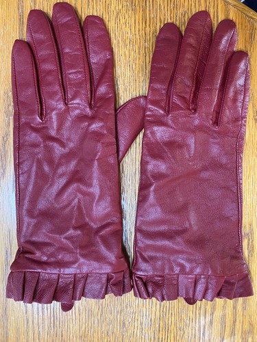 MIXIT Red Leather Ruffle Lined Gloves Size Large | eBay
