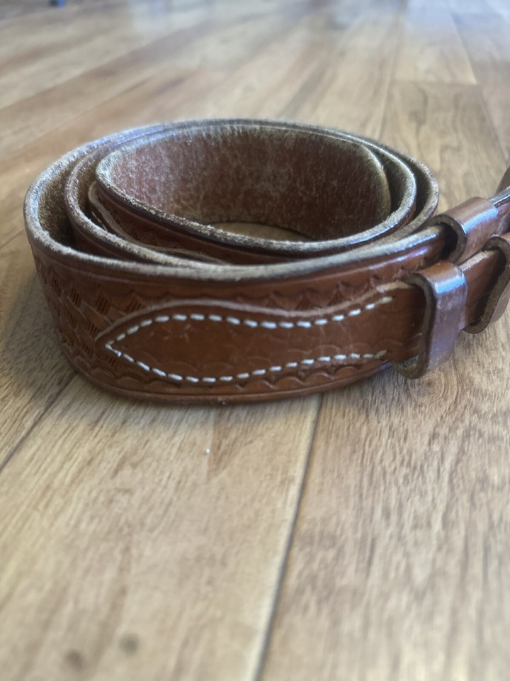 BIANCHI Belt Mens Size 40 # B4 Tan Leather Ranger Solid Brass Buckle | eBay