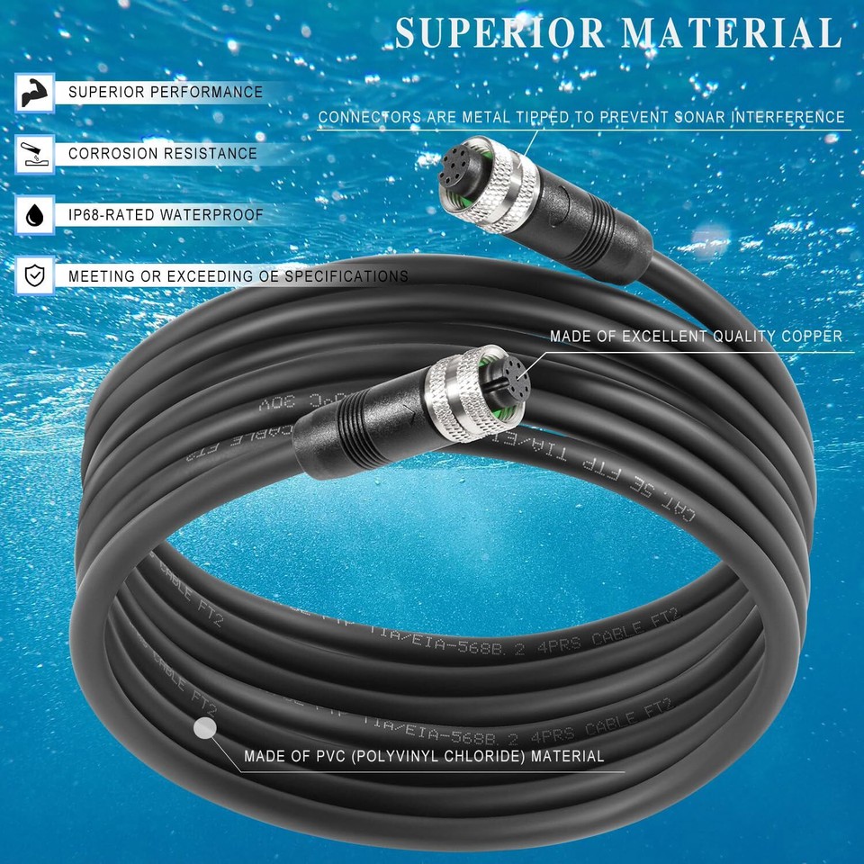 720073-5 15ft Ethernet Cable AS EC 15E Ethernet Cord for Humminbird ...