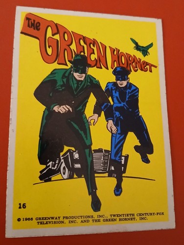 Vtg The Green Hornet 1966 Topps Sticker #16 SUPER RARE Mint Condition ...
