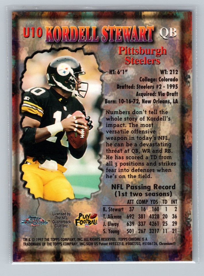 1997 Topps Chrome #U10 Kordell Stewart Underclassmen | eBay