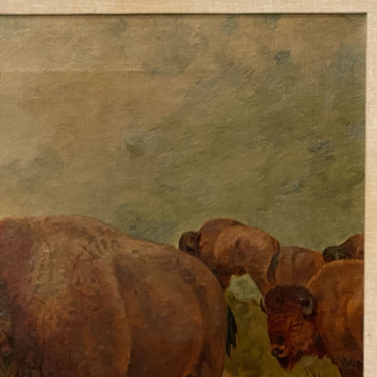 Antique JOHN (JACK) DARE HOWLAND Oil Painting, Buffalo/Bison Herd 19th ...