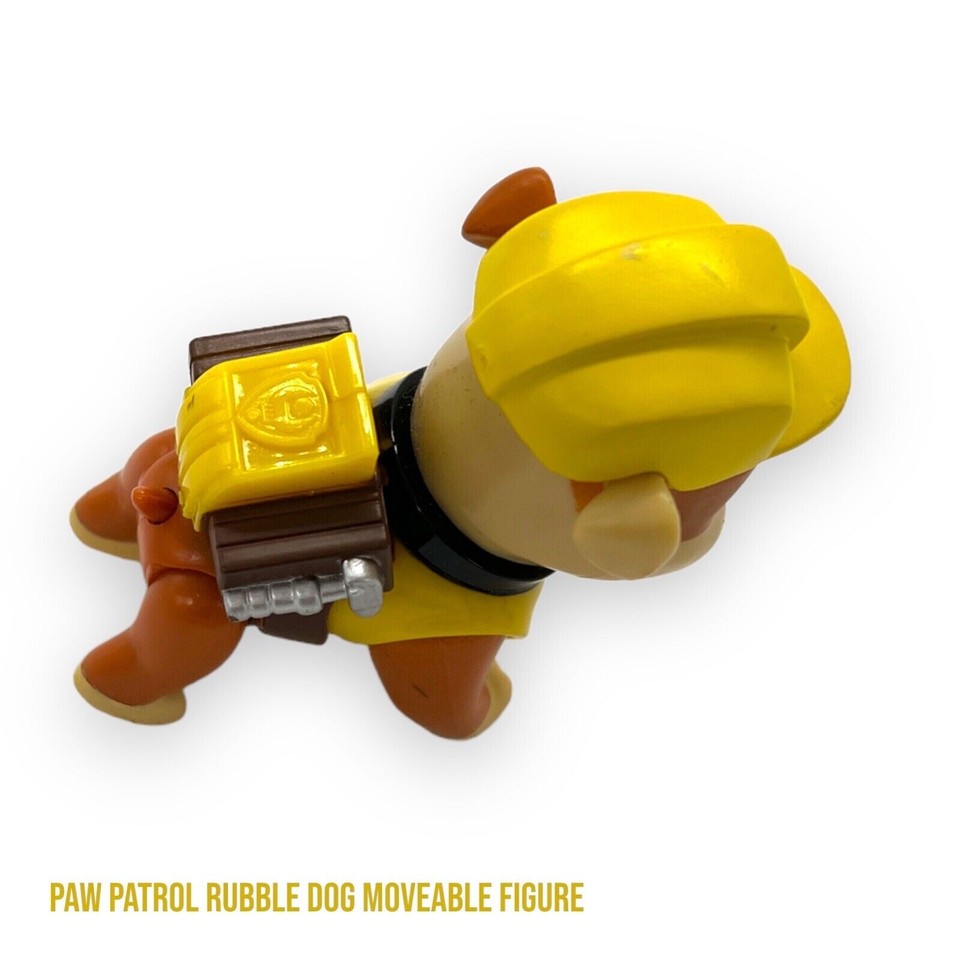 Paw Patrol RUBBLE Pup Dog Figurine 2” Yellow Spin Master Moveable 60610 ...
