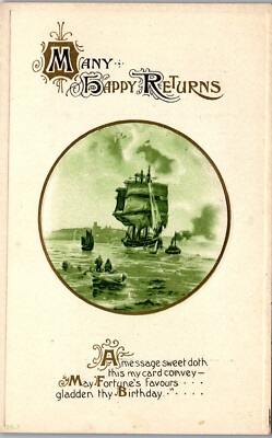 Post Card Many Happy Returns Birthday Greeting Card Embossed Unposted ...