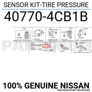 407704CB1B Genuine Nissan SENSOR KIT-TIRE PRESSURE 40770-4CB1B | eBay