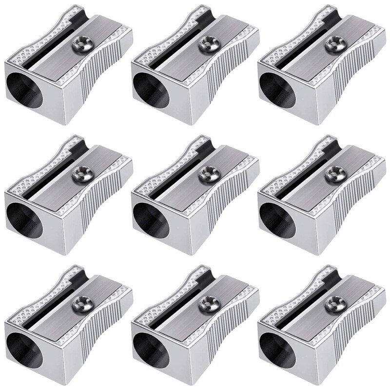 48 Pack Metal Pencil Sharpeners Bulk Handheld Silver Single Hole ...
