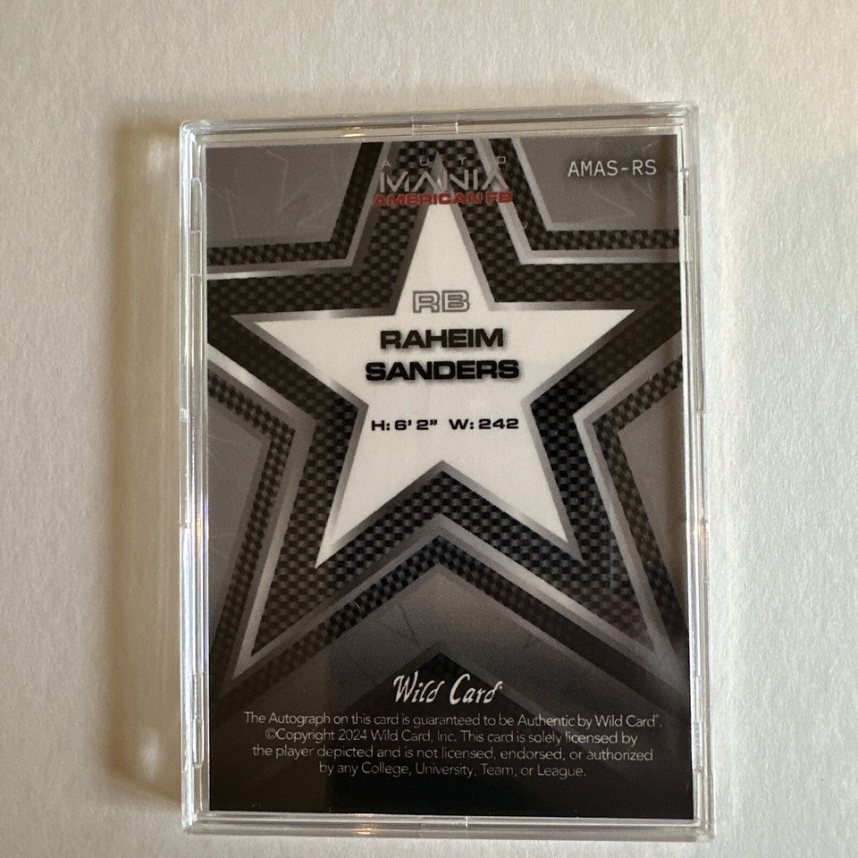 2024 Wildcard Auto Mania - Raheim Sanders Autograph 3/10- Arkansas ...