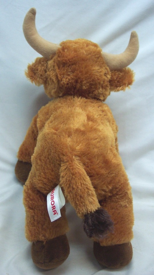 Aurora CUTE SOFT BROWN BULL HIGHLAND COW 10" Plush STUFFED ANIMAL Toy ...