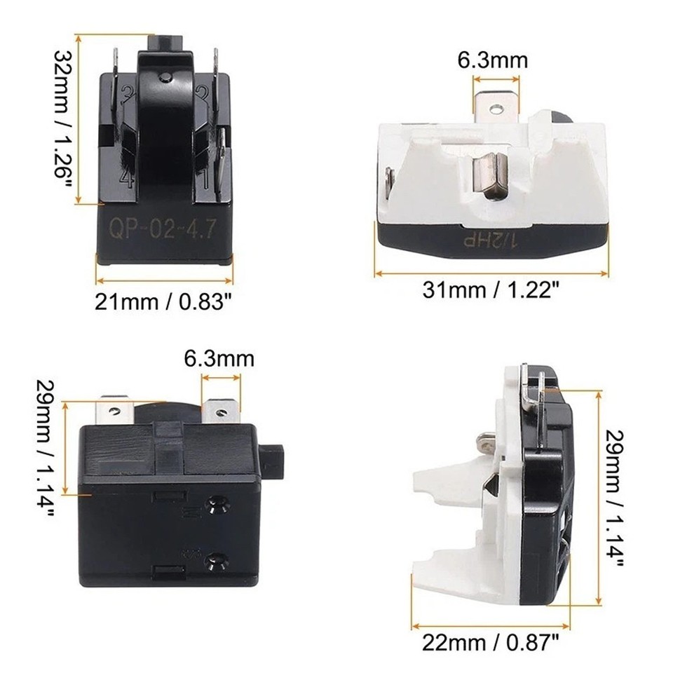 3 Pin 47 Ohm Relay Module for Refrigerator Compressor with Overload ...