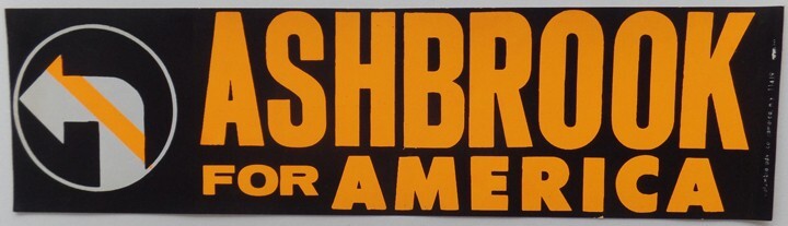 1972 John Ashbrook Presidential Campaign Bumper Sticker No Left Turns ...