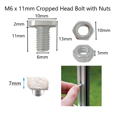 Greenhouse Bolts & Nuts 11mm CROPPED Head Aluminium Bolts For ...