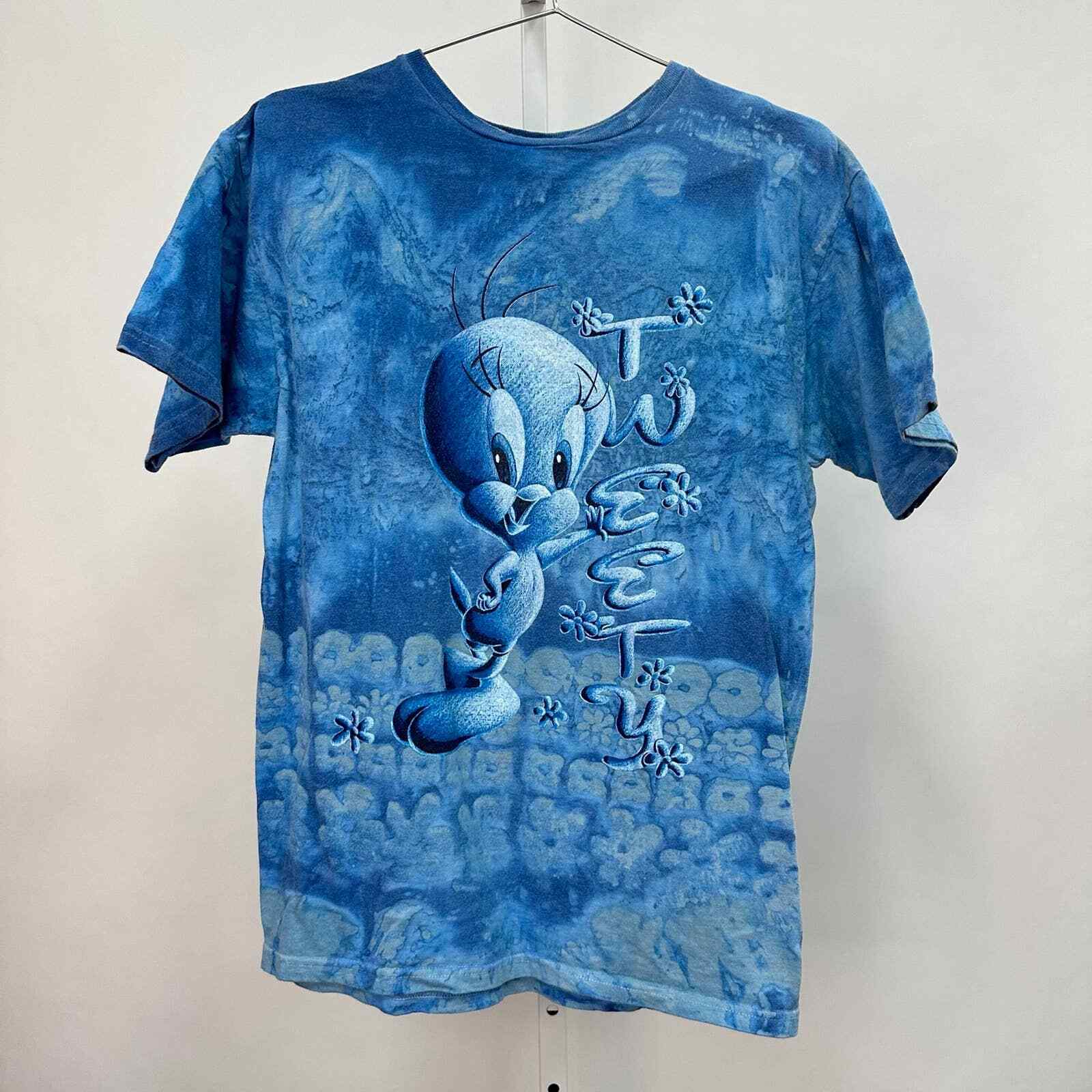 Vintage 1998 Looney Tunes Blue Tie Dye Tweety Tee Med… - Gem