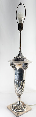 Antique Sheffield Silverplate Urn Form Table Lamp with Classical Masks ...