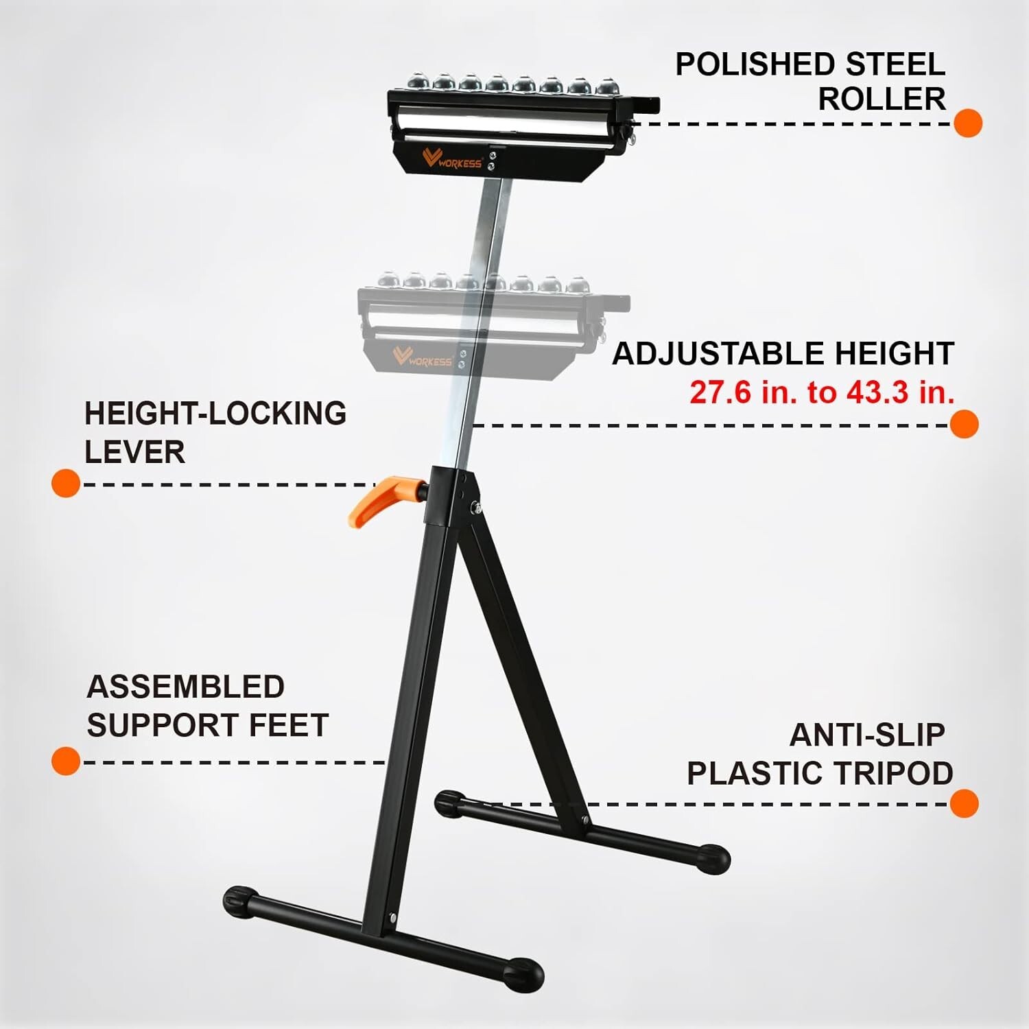 3 in 1 Roller Stand for Woodworking, Stable 132 Lbs Load Capacity ...